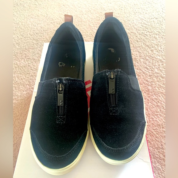 Ryka | Shoes | Ryka Black Suede Sneakers With Zipper Size 7 | Poshmark